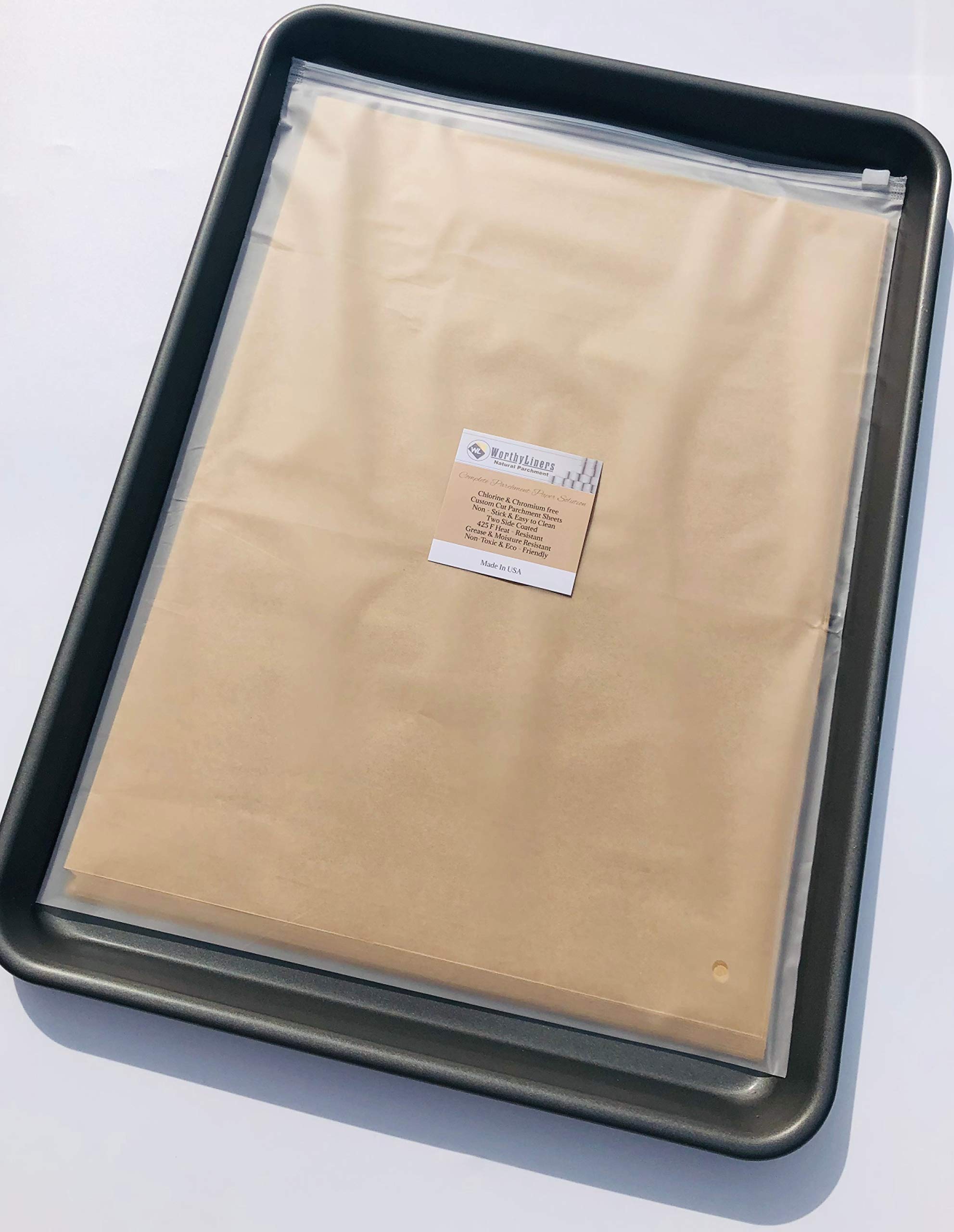 Natural Parchment Paper Unbleached Pan Liner - 13" X 18", 100 Pack | Worthy Liners Non-Stick Precut Baking Parchment, Perfect for baking cookies and cakes
