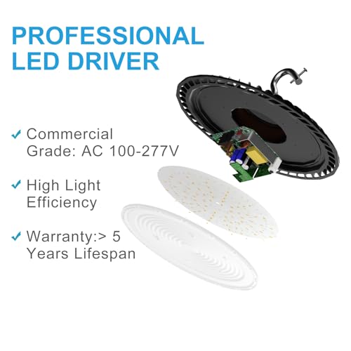 Lightdot 20Pack 250W LED High Bay Light 37500lm Commercial Bay Lighting, AC100-277V UFO LED High Bay Shop Light, High Bay LED Light Suit for 30~40Ft Height
