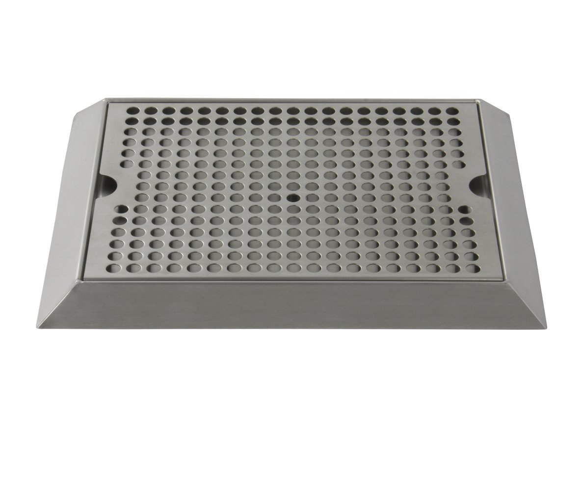 Kegco SEBV-129D 12" x 9" Bevel Edge Drip Tray with Drain