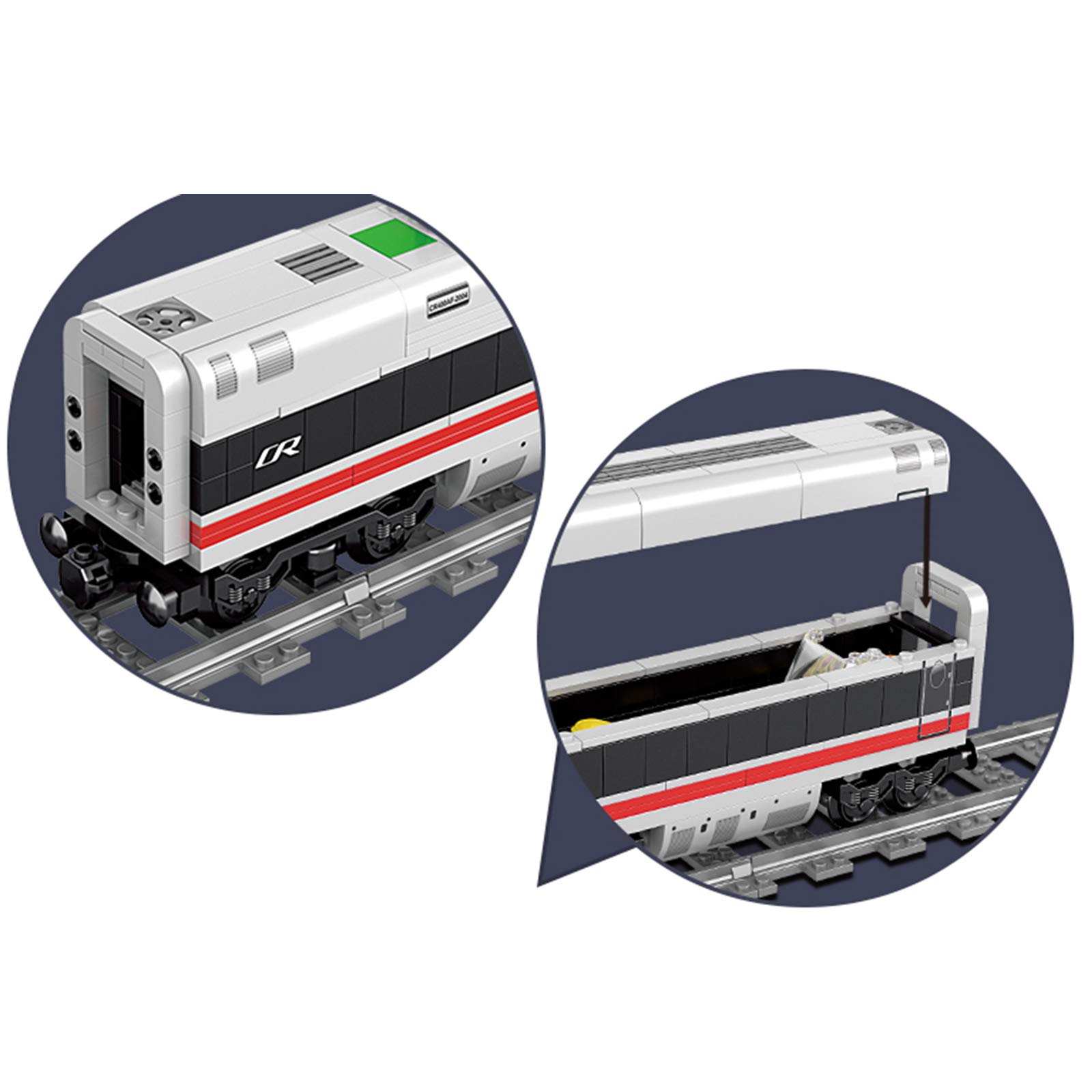 LOADS Technic Train, City Passenger Train Building Set with Railway Tracks, LED Lights and 5 Mini Figures, Locomotive Train Toy for Kids Compatible with Lego (647 Pcs)