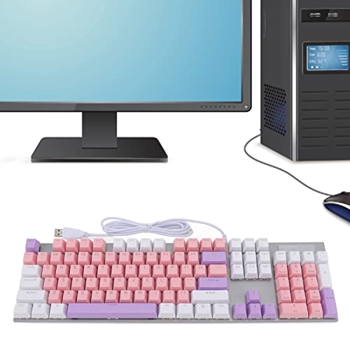 Luqeeg Mechanical Keyboard, 104 Keys RGB Keyboard, Wired Ergonomic Gaming Keyboard with 26 26 Backlight Mode Hot Swap Mechanical Game Keyboard, Compact for Windows for OS for