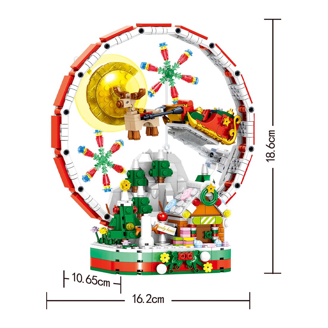 Lingxuinfo 878PCS+ Christmas Evening Theme Model Building Blocks Set with Light, 2022 Christmas Decorations House Toys Building Kit, Great for Kids Adults