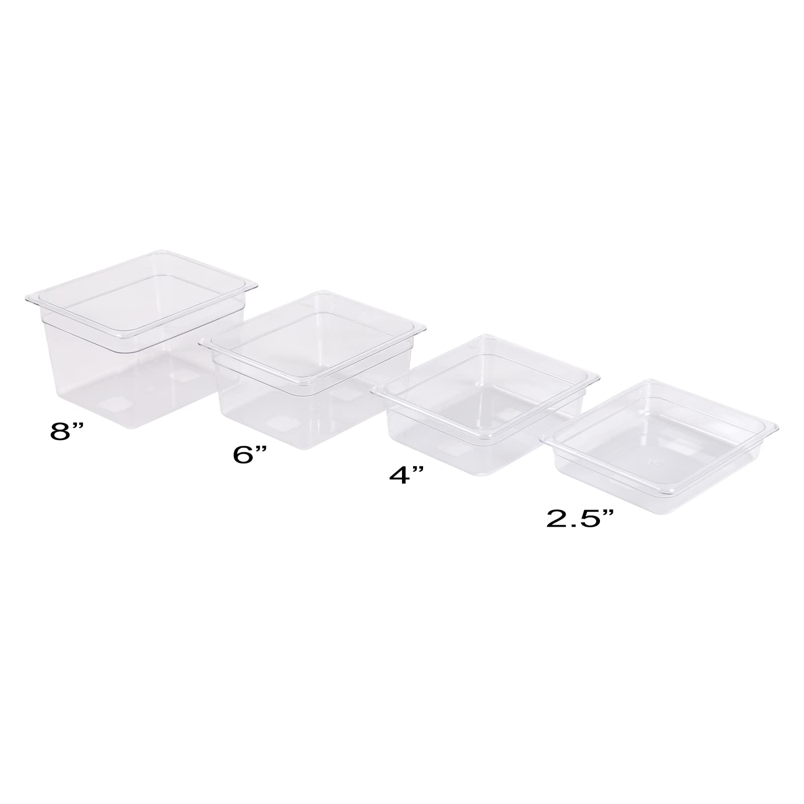 Luston 6-Pack Polycarbonate Food Pan,Half Size, 4" Deep,clear,NSF