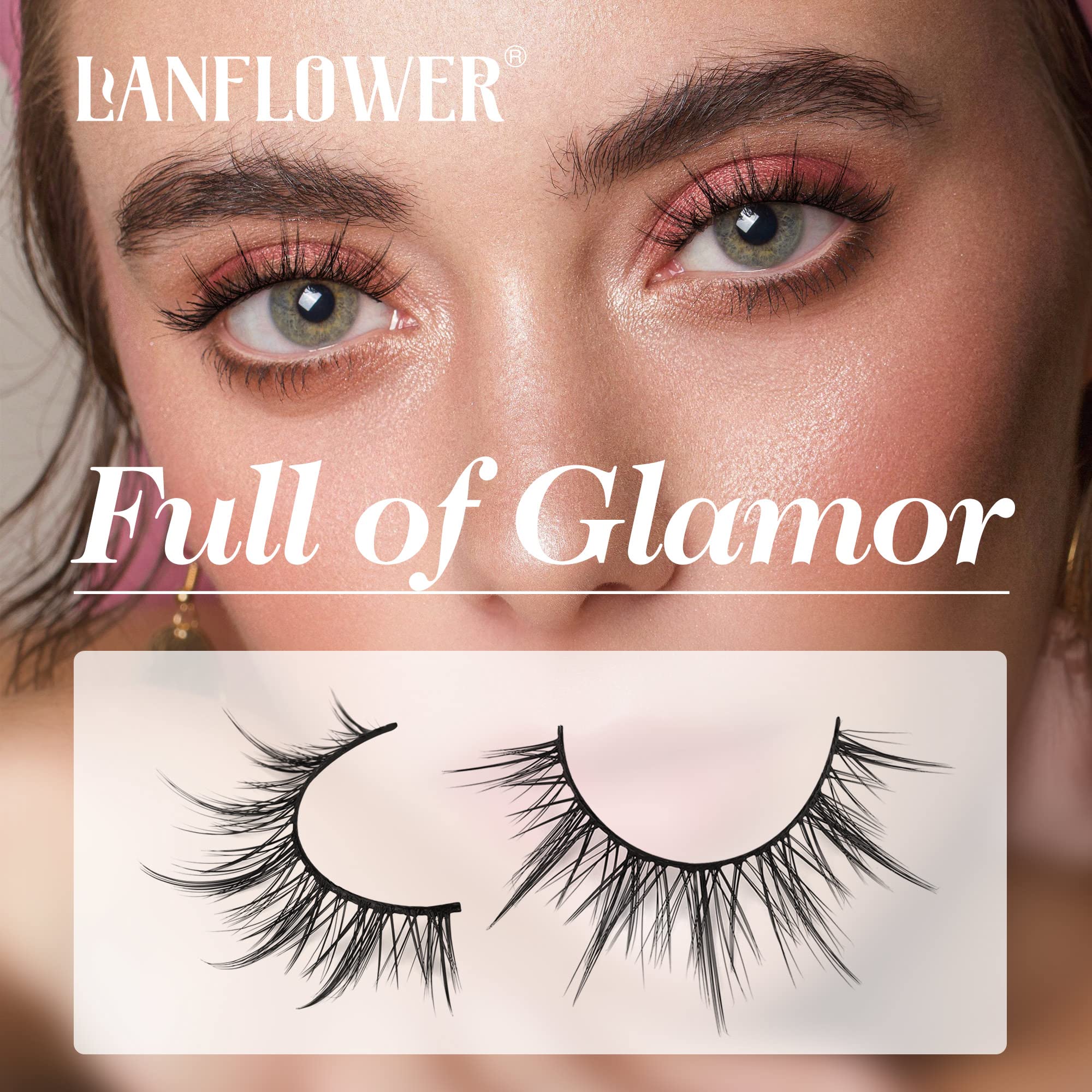 Manga Lashes Clusters Natural Eyelashes Wispy Faux Mink Lashes Fluffy Strip Lashes False Eyelashes Pack That Look Like Cluster Lashes Extensions by Lanflower
