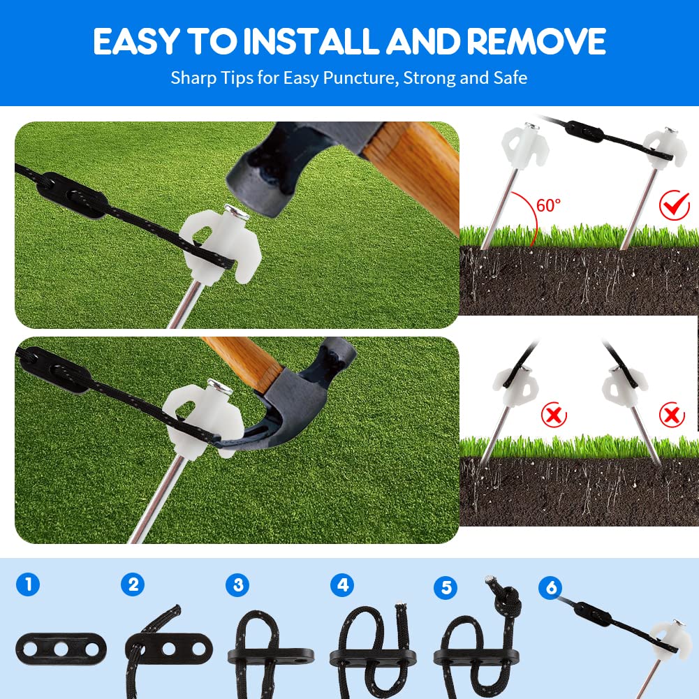 Metal Tent Stakes Heavy Duty: 8" Ground Stakes Spikes for Inflatable Tent Outdoor Decorations - Camping Tent Anchor Yard Stakes