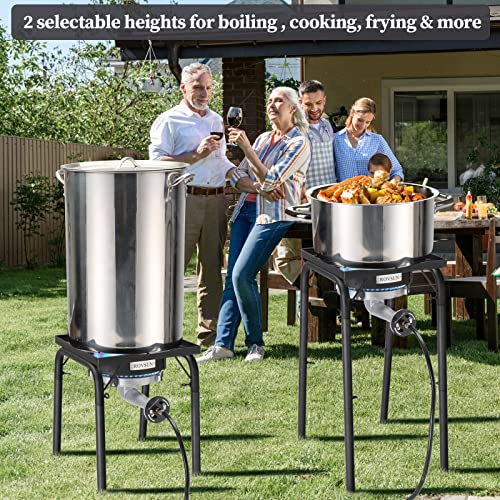 ROVSUN 200,000-BTU Powerful Propane Burner, High Pressure Portable Single Gas Stove Cooker with Adjustable Height & 20psi Regulator for Outdoor Camp Cooking Home Brewing Turkey Frying Maple Syrup Boil