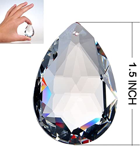 LoveUnited 10pcs Crystal Pendants 1.5"/38mm Crystal Suncatcher - Rainbow Maker Crystal, Hanging Crystals Prisms for Windows, FengShui, Hanging Ornament for Decoration, Chandelier Crystals Replacement