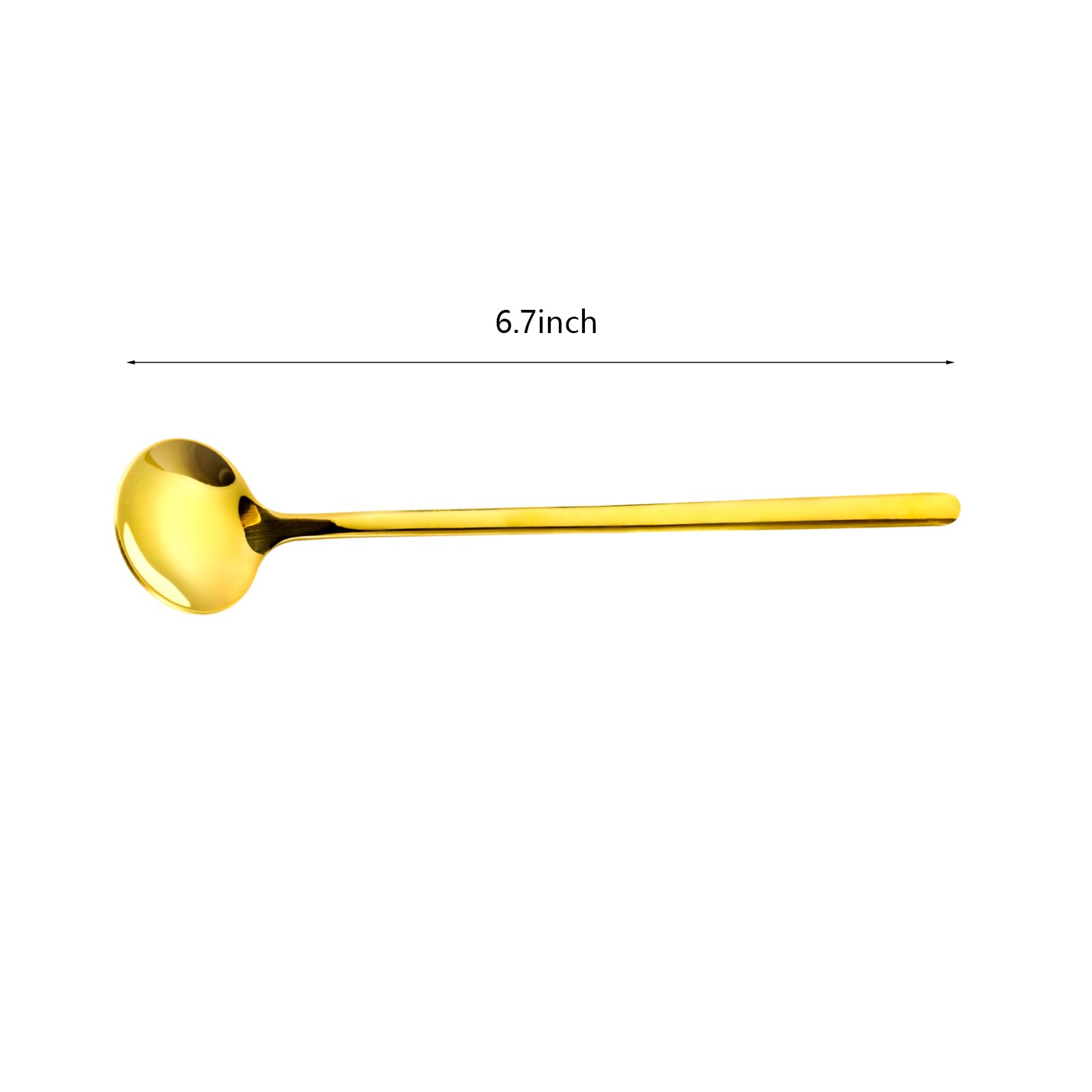 Mosuji 4 pcs 304 Stainless Steel Coffee Spoons - 6.7 Inches, Long Handle Gold Teaspoons, Ice Tea Spoons, Gold Espresso Spoons Gold Spoons