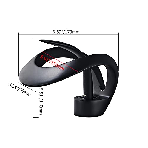 Lovedima Elegant Waterfall Single Handle 1-Hole Bathroom Vessel Sink Faucet Solid Brass Lavatory Vanity Sink Faucet,Black