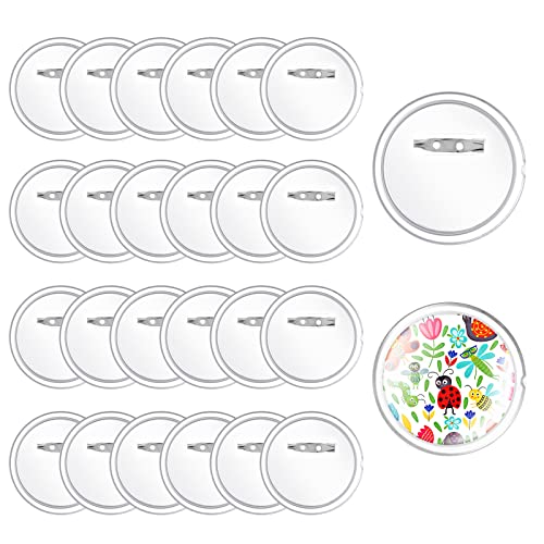Lusofie 12 Set Acrylic Clear Craft Button with Pin Design Button Pins Badge Blank Button Pins for Craft Supplies, DIY Badges, School Projects(2.27 Inch)