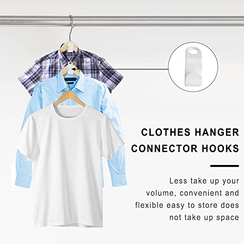 OUDE HOWER 72PCS Clothes Hanger Connector Hooks, Hanger Extender Clips, Cascading Hanger Hooks for Heavy Duty Space Saving Cascading Connection Hooks, Velvet Huggable Hangers Accessory (White)