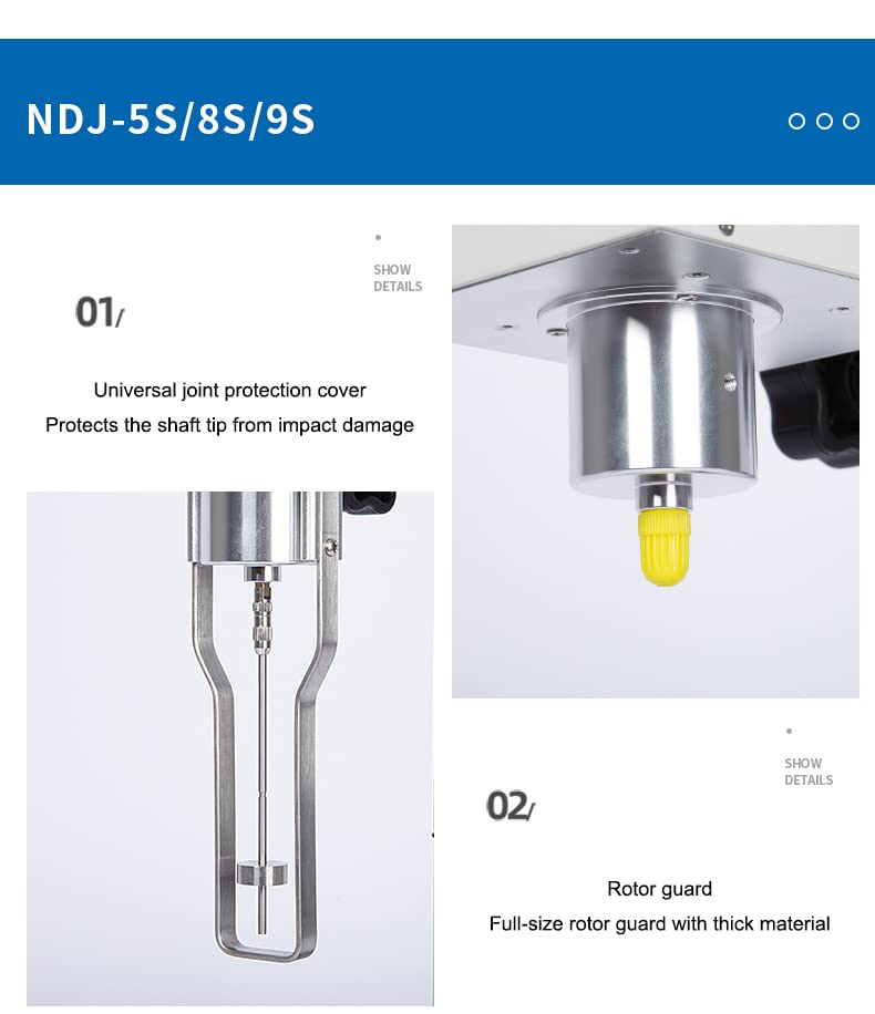 NDJ-8S Digital Rotational Viscometer with 4 Types of rotors and 8 speeds