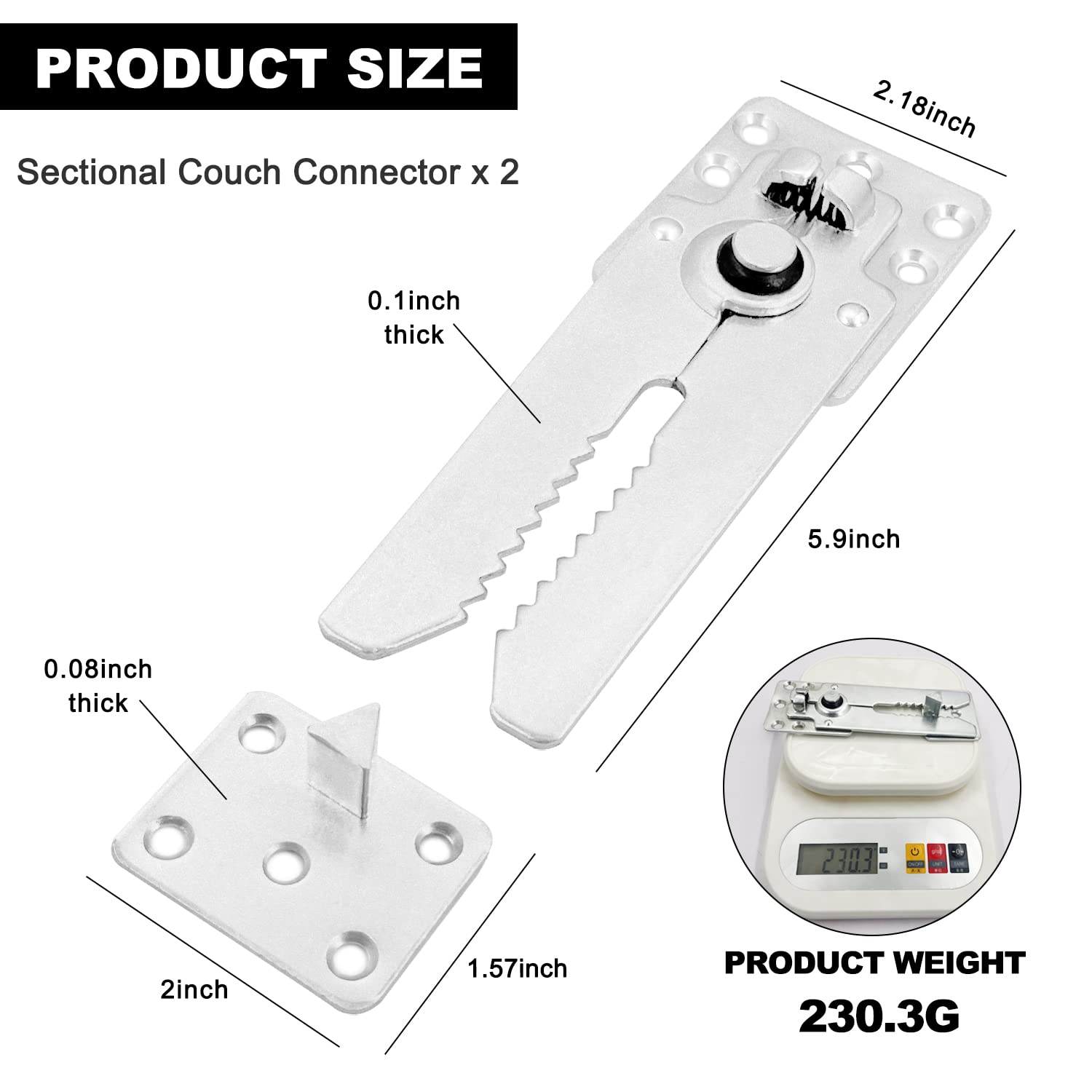 JLXMAXLJ 2 Pack Sectional Couch Connectors Metal Couch Clips Sofa Connector Interlocking Furniture Connector with 24 Screws