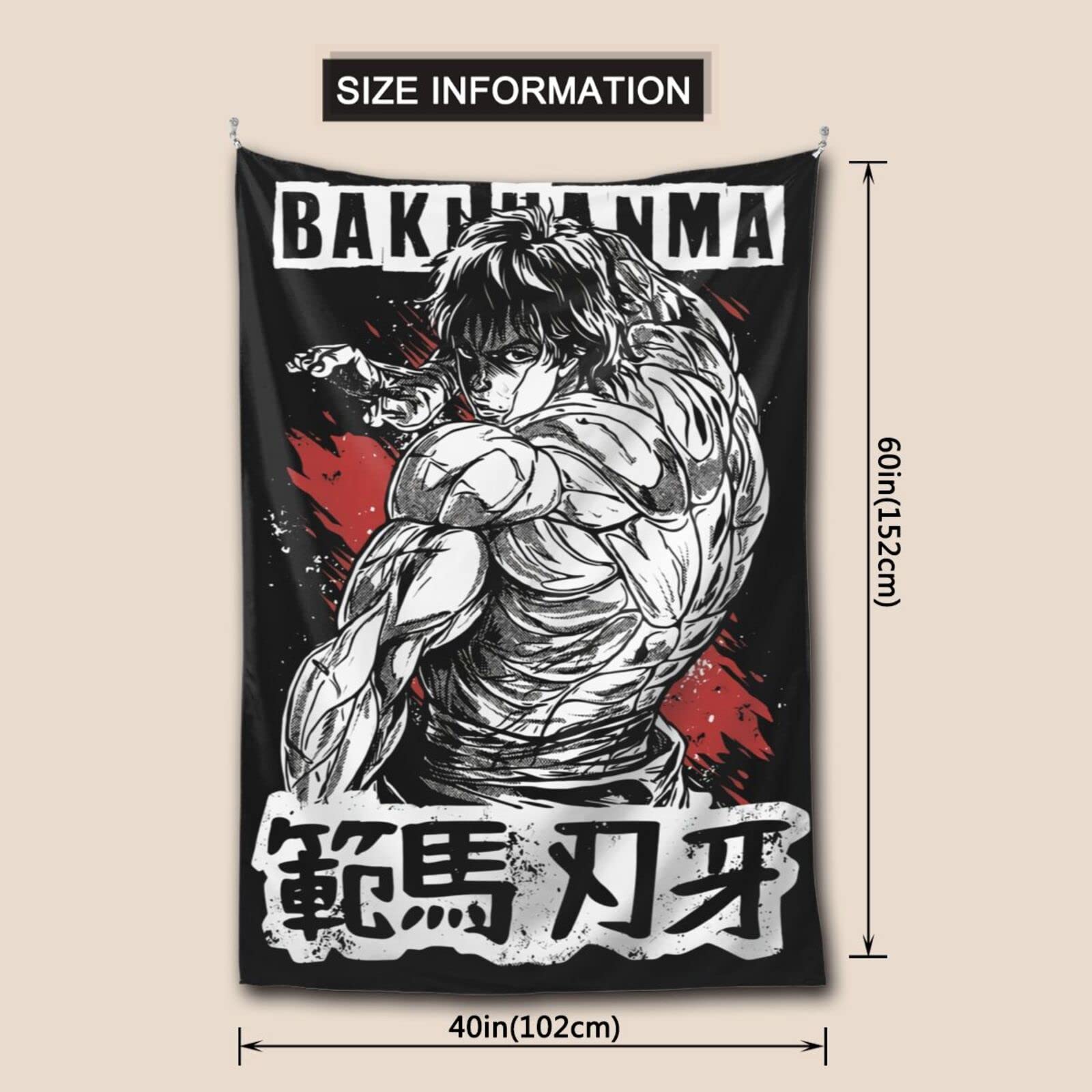 Flokoo Anime Baki The Grappler Baki Hanma Tapestry Wall Art Decor Hanging For Living Room Dorm Kitchen Bedroom Home 40x60 Inch