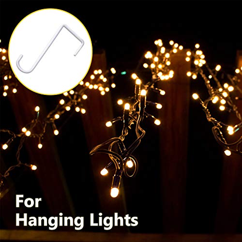 JOYSEUS 12pcs Vinyl Fence Hooks, 2 x 6 Inches Patio Hooks, White Powder Coated Steel Fence Hooks Hangers for Hanging Plants, Lights, Pool Equipment…
