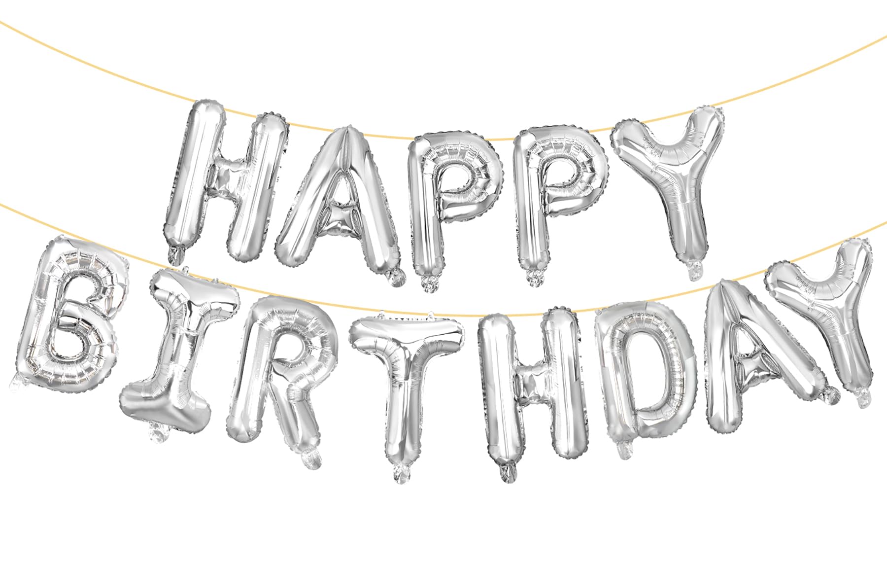 LIOZEOKUN Happy Birthday Balloon Letters 16 inch Mylar Foil Birthday Balloons Banner Sign for Birthday Party Decorations Supplies (Silver)