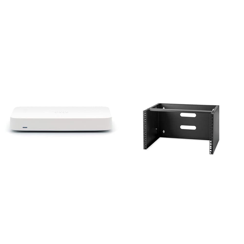 Meraki Go Ethernet Router Firewall | Cloud Managed | 5 Ports | Cisco [GX20-HW-US] and StarTech.com 6U Wall Mount Network Rack