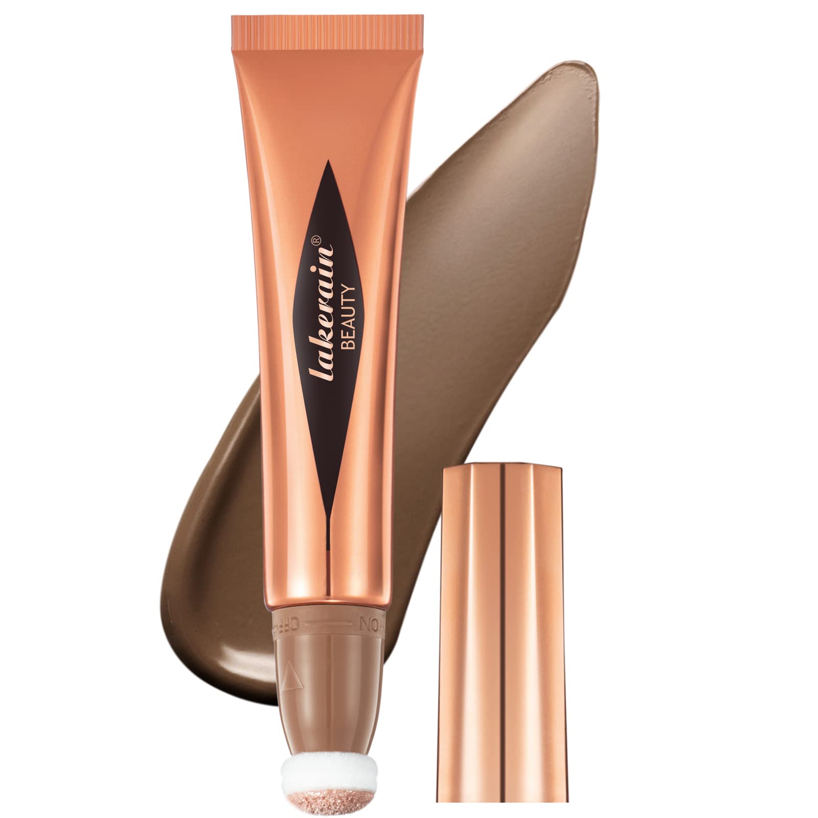 Liquid Contour Beauty Wand, Highlighter and Bronzer Stick with Cushion Applicator Attached Easy to Blend, Long Lasting & Smooth Natural Matte Finish, Lightweight Super Silky Cream Contour Face Illuminator Makeup Stick (1# Contour Grey brown)