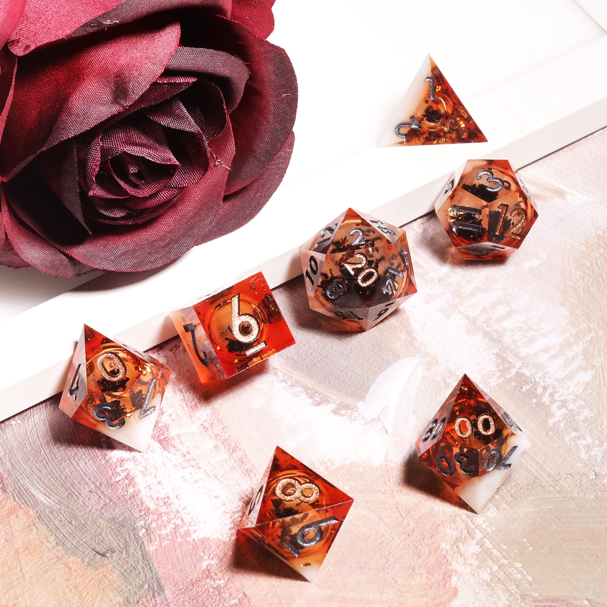 Liquid Core Dice MINI PLANET DND Dice Set for TTRPG Dungeons and Dragons Handmade Sharp Edge DND Dice Set Polyhedral Dice (Yearning for Peace)
