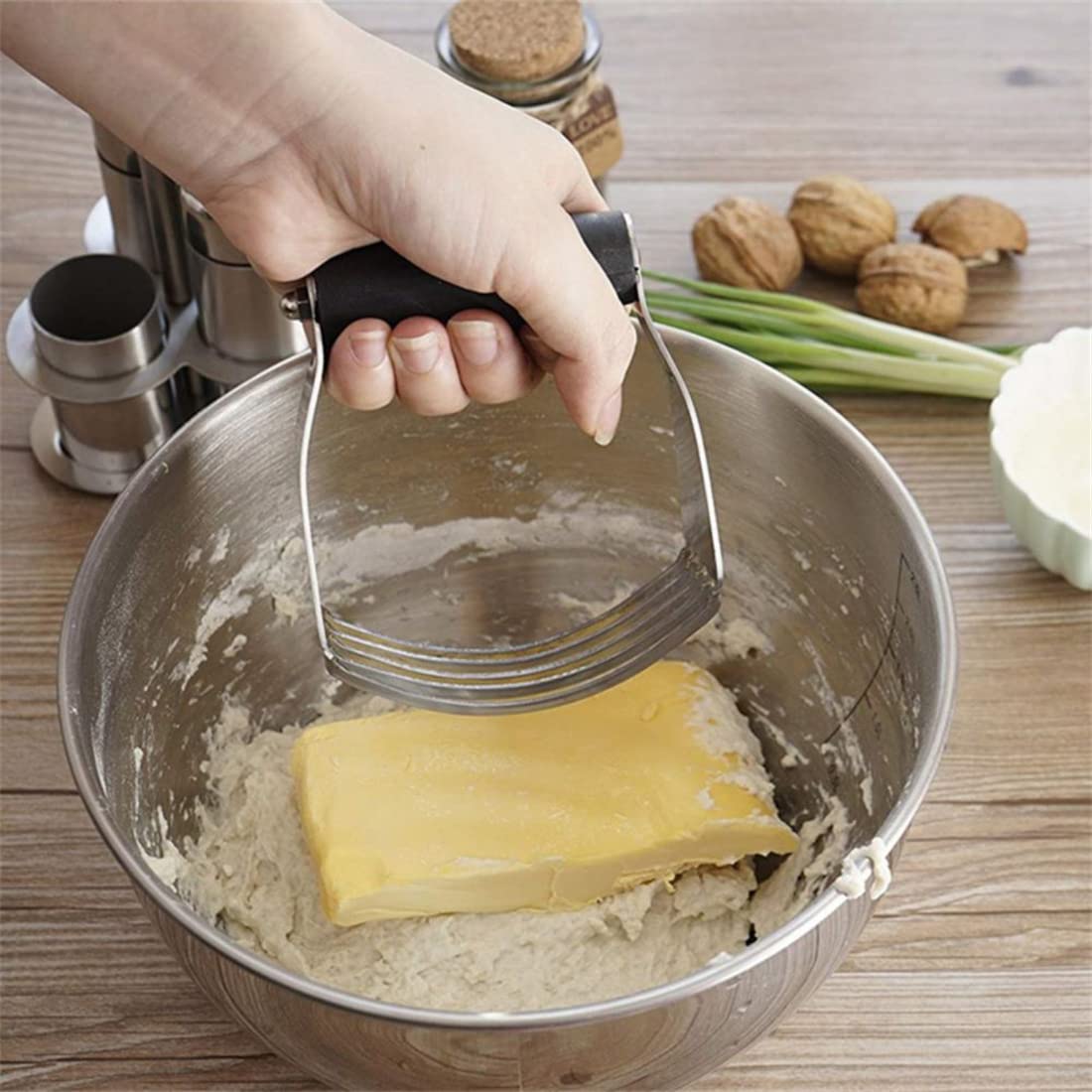 Manual 5 Blades Professional Butter Dough Blender Durable Chef Confection Baking Tools Pastry Cutter Stainless Steel Flour Mixer
