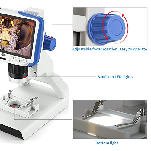 LXXSH 200X Digital Microscope 5'' Display Screen Video Microscope Electron Microscope Present Scientific Biology Tool
