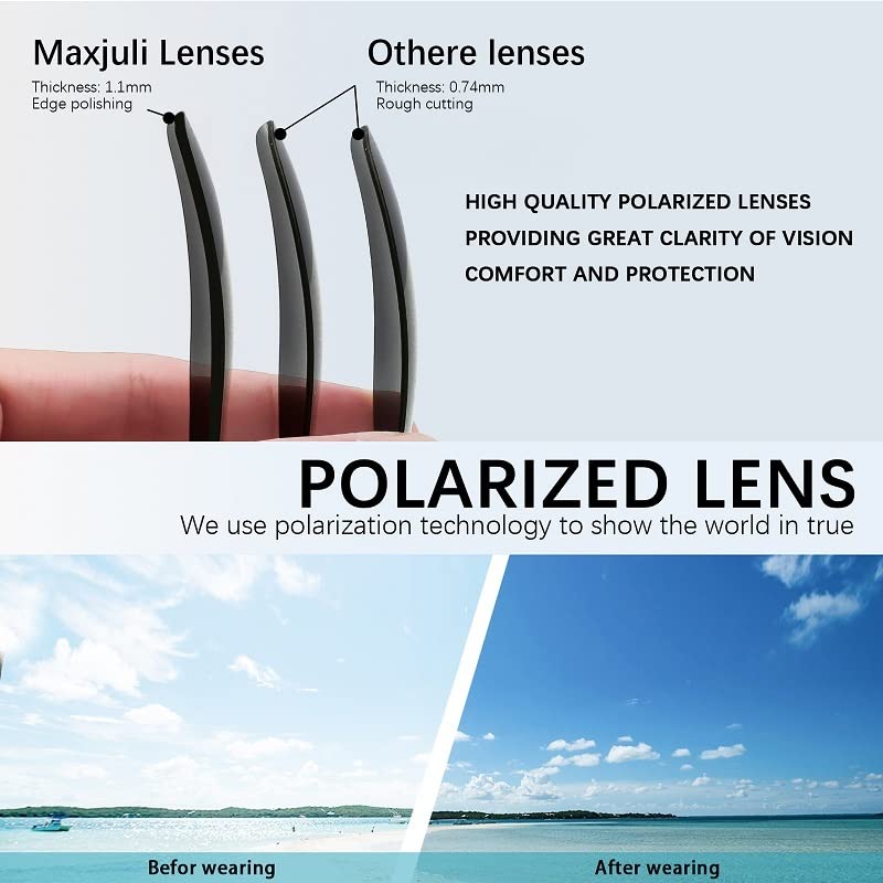 MAXJULI XXL Polarized BigSunglasses for Men and Women,UV400 Protection Rectangular Sun Glasses,Ideal for Driving Cycling and Running 8806(Grey+Blue)