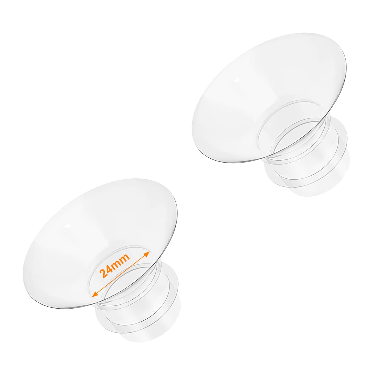 Loveishere 24mm Flange Inserts Compatible with Medela/TSRETE/Momcozy/Willow Wearable Cups, 27mm Breast Pump Shields Reduce Nipple Tunnel Down to 24mm, 2pcs