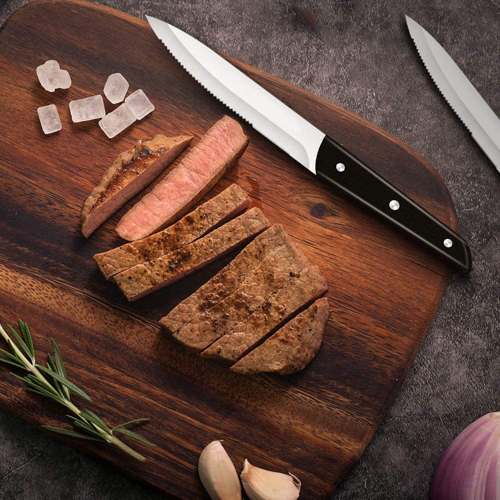 Knife Sets with Block, 8-Piece Kitchen Knife Set with Sharpener, Germany Stainless Steel Knife Block Set and Serrated Steak Knives