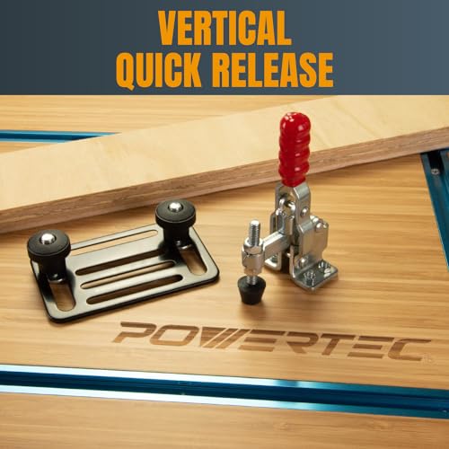 POWERTEC 20319 Vertical Quick-Release Toggle Clamp 102B - 220 Ibs Holding Capacity w Rubber Pressure Tip, 2PK