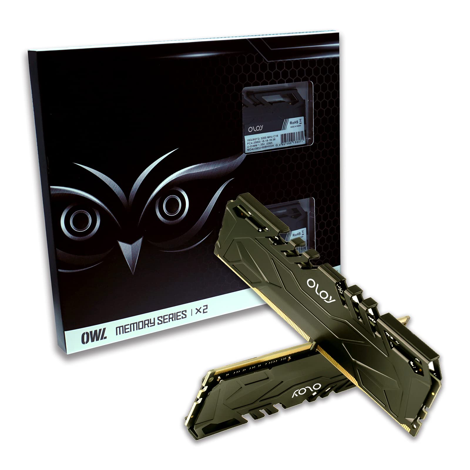 OLOy DDR4 RAM 16GB (2x8GB) Titanium Owl 3200 MHz CL18 1.35V 288-Pin Desktop Gaming UDIMM (MD4U0832182BHIDA)