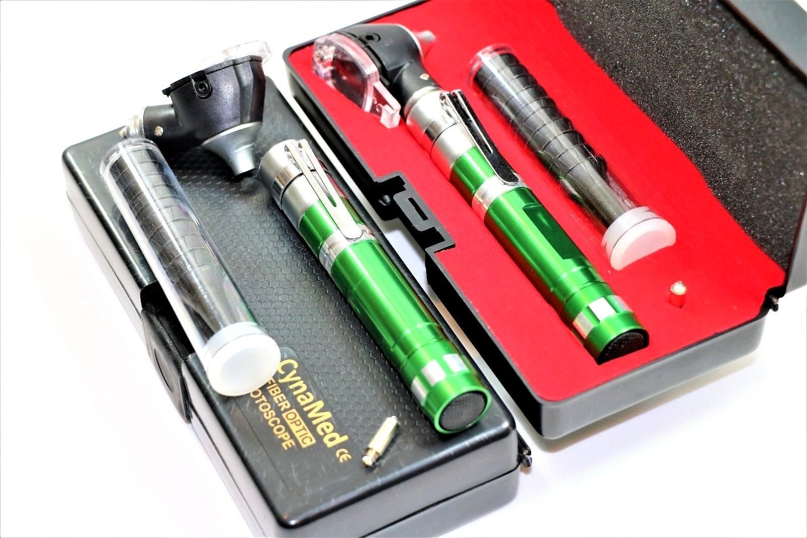 Premium 3.2V Pro Led Otoscope Set Fiber Optic with Hard Case Plus 1 Extra Bulb Cynamed