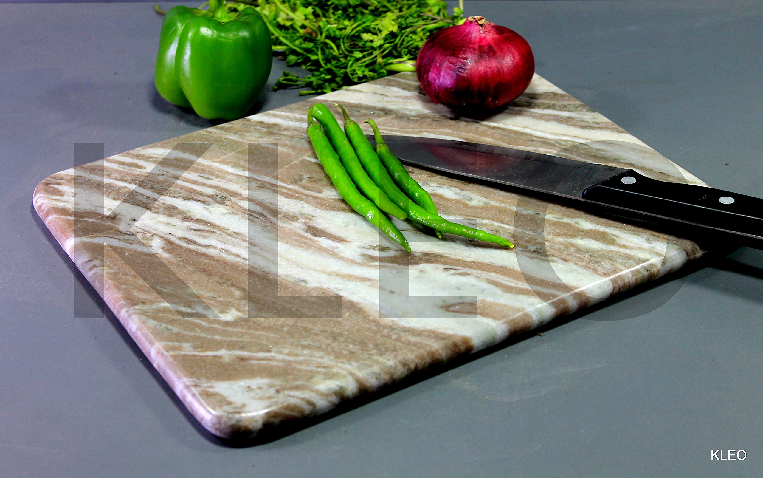 KLEO Marble Chopping Board Cutting Board Cheese Board Cheese Platter Kitchen Appliance Wine Serve-Ware Birthday Anniversary Corporate Gift (9" x 12" - Beige)