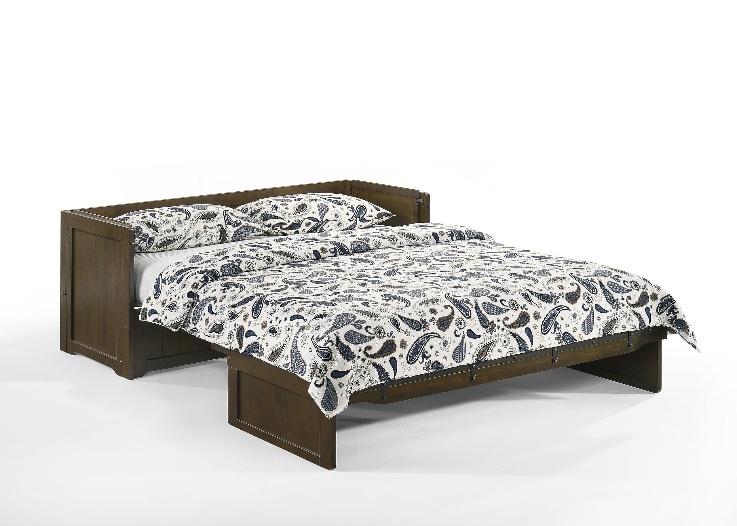Night & Day Furniture Murphy Cube Cabinet Bed with 6" Gel Memory Foam Tri-Fold Mattress (Rustic Brown w/Ranchero Hardware, Queen)