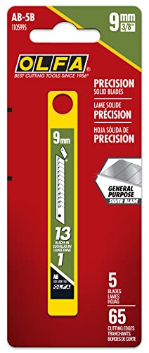 OLFA 9mm Snap Off Replacement Blades, 5 Blades (65 Segments) AB-5B - Snap-Off Utility Knife Replacement Blades, Fits any 9mm Utility Knife