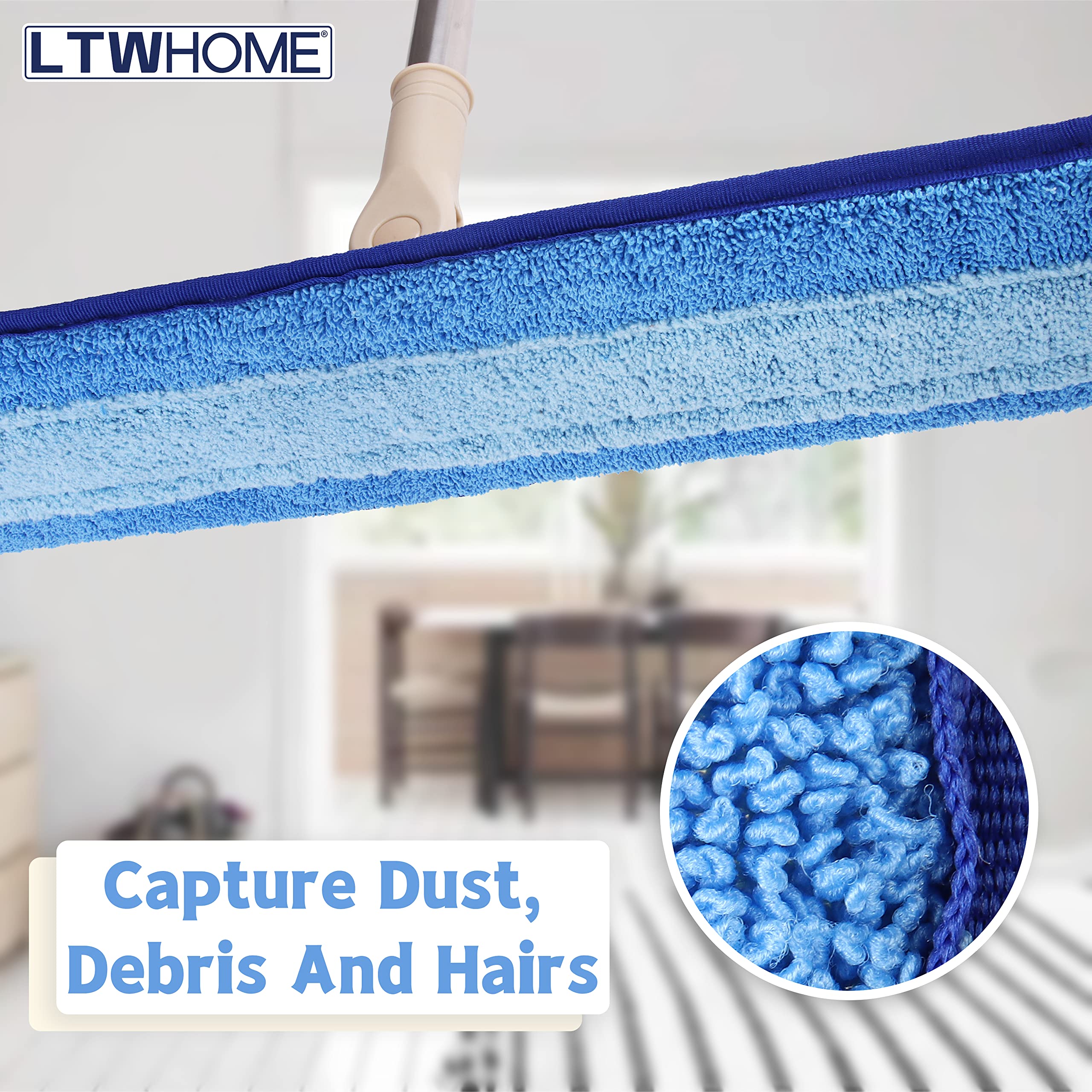 LTWHOME 36 Inch Microfiber Wet or Dry Mop Refill Pads for Hardwood Floor Commercial Supplies (Pack of 6)