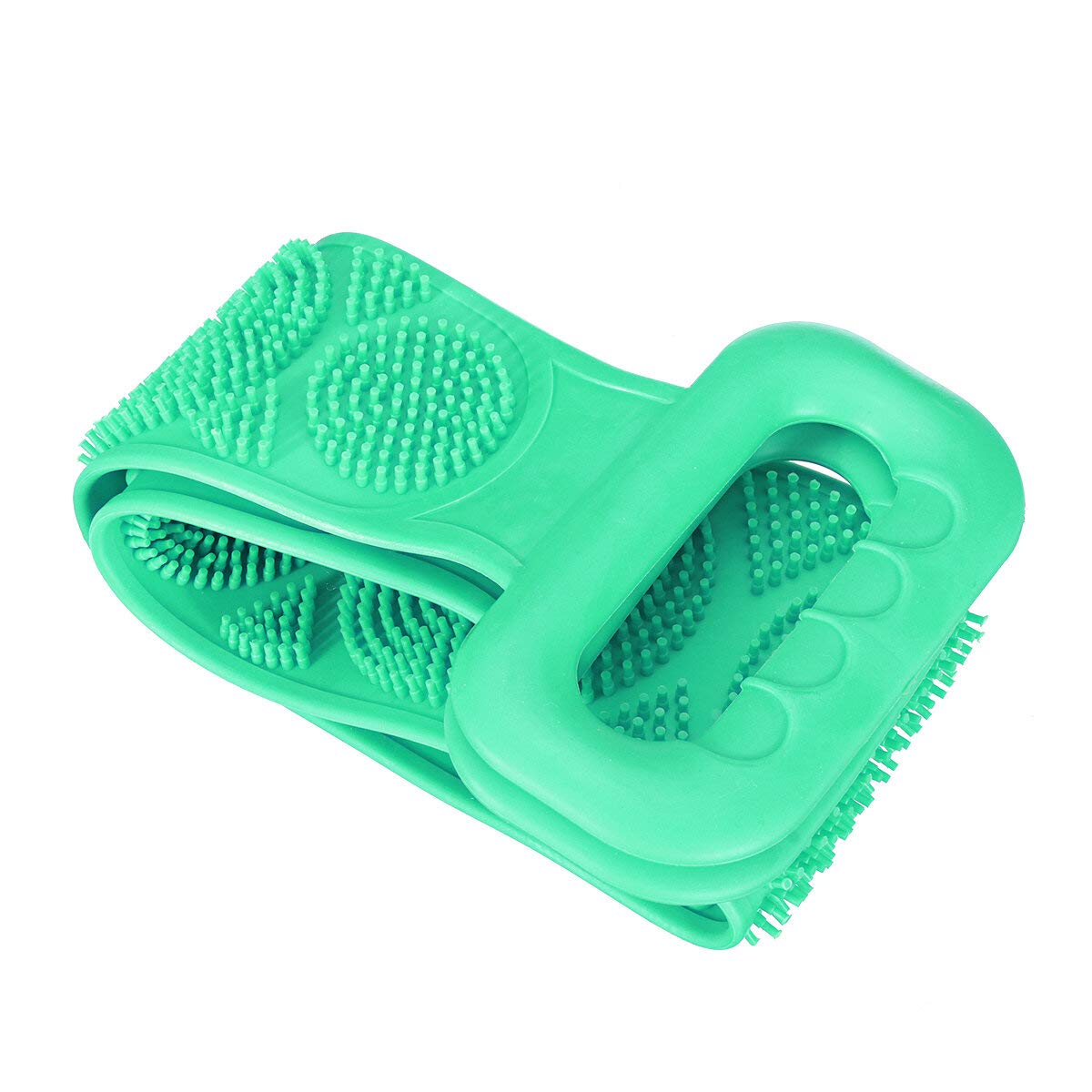 Multi-Colors Silicone Bath Towel Double-Sided Bath Rub Back Massage Body Cleaning Accessories (Color : Green)