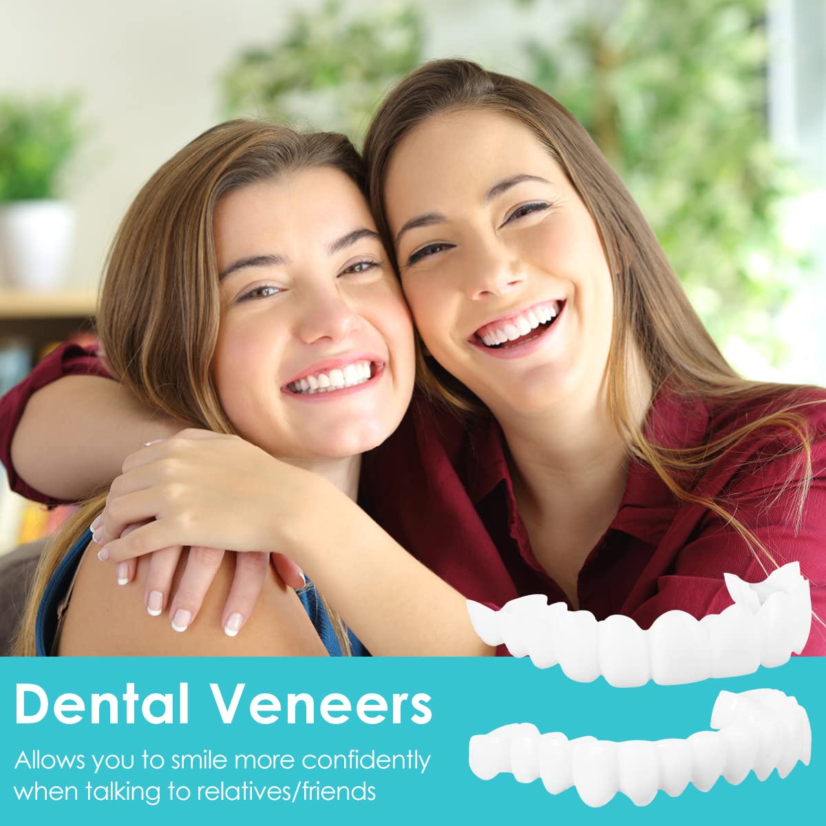 NUAHRHY Denture Braces Temporary Veneers Fake Teeth Cover Simulation Braces Cosmetic Comfortable Denture False Fake Teeth Cover Confidence Smile for Women and Men (White)