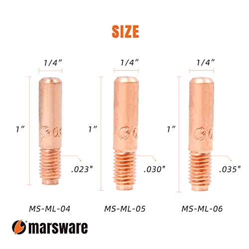 MARSWARE M15 MIG Welding Gun Accessory Kit, 087299 Contact Tip .023"-.025" 30 PCS for 169-589, 249039, 248282