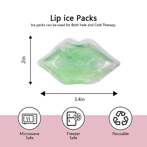 Lip Ice Pack, Mini Small Gel Ice Pack for Lip Filler After Care,Lip Shape Ice Bag for Cosmetic, Lip Cold Pack Minimize Swelling Bruising,5 Count (Heart) (Star) (Star) (Shiny)