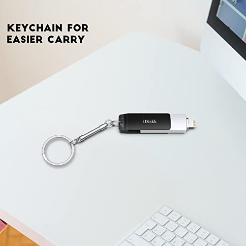 MFi Certified iDiskk 256GB Photo Transfer Device Flash-Drive for iPhone Photo Storage iPad Lightning USB C Android Photo Stick iPhone