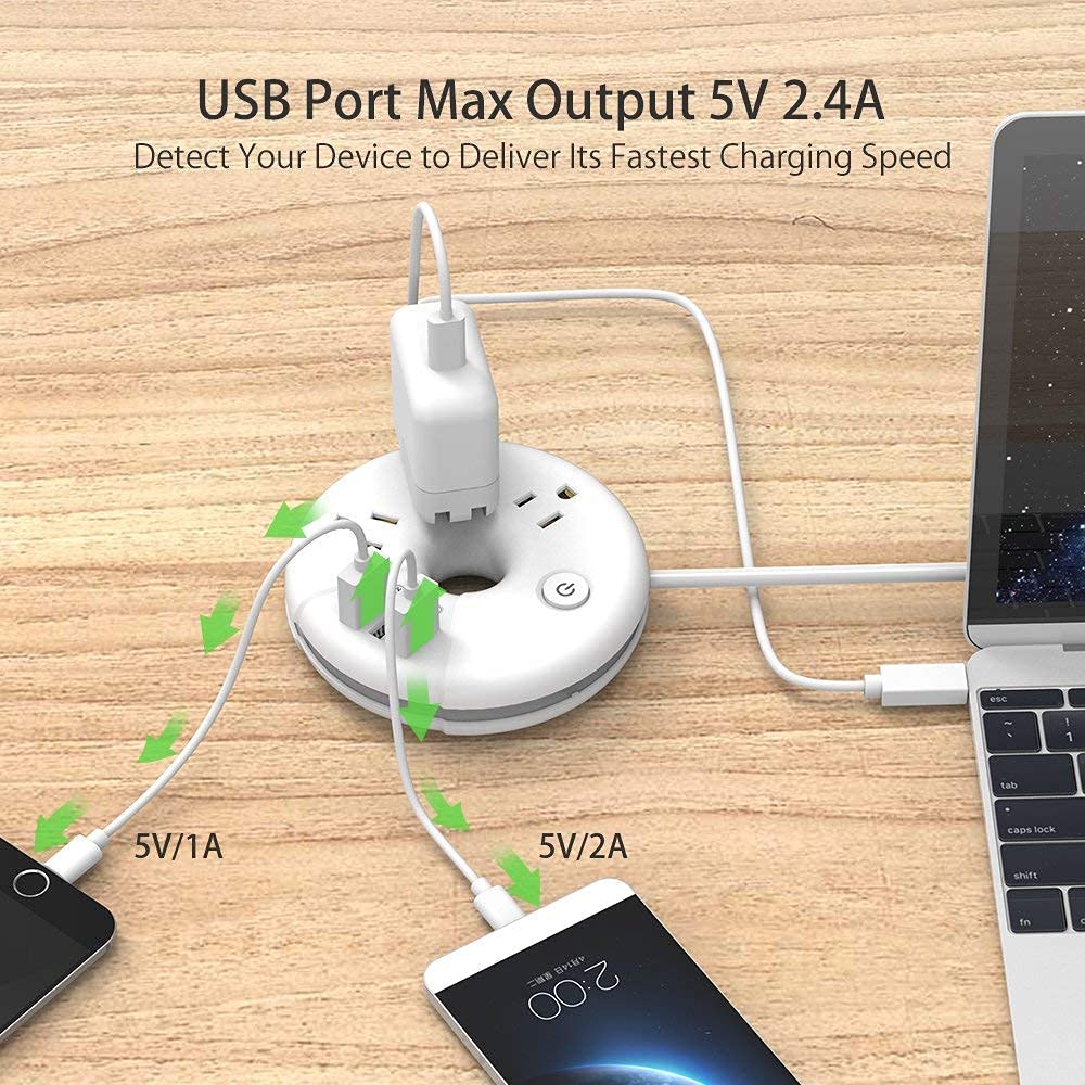 NTONPOWER Travel Power Strip Bundle, 3 Outlets 3 USB Portable Desktop Charging Station with 15 inch Short Cord for Office, Home, Hotels, Cruise Ship, Nightstand