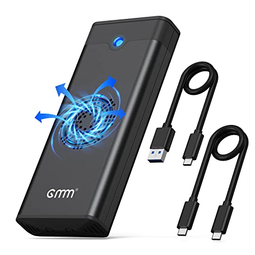 M.2 NVME SSD Enclosure with Cooling Fan, 10 Gbps USB C 3.2 Gen 2 PCIE NVME Adapter, 6Gbps SATA, M.2 Reader with Aluminum Case Support UASP Trim for PCIe M-Key(B+M Key) SSD 2242/2260/2280