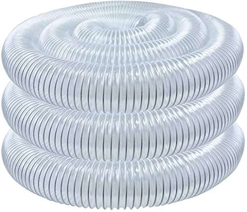 POWERTEC 70143 4" x 20' PVC Dust Collection Hose for Dust Collector for Woodworking and Shop Vacuum, 4 Inch Dust Collector Hose for Dust Collection Fittings, Clear