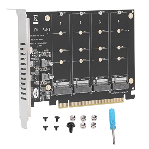 M.2 NVME SSD to PCIE X16 Adapter, PCIE X16 4x32Gbps Expansion Card, Stable Operation, Sturdy DC Power Chip with Nuts for Computer