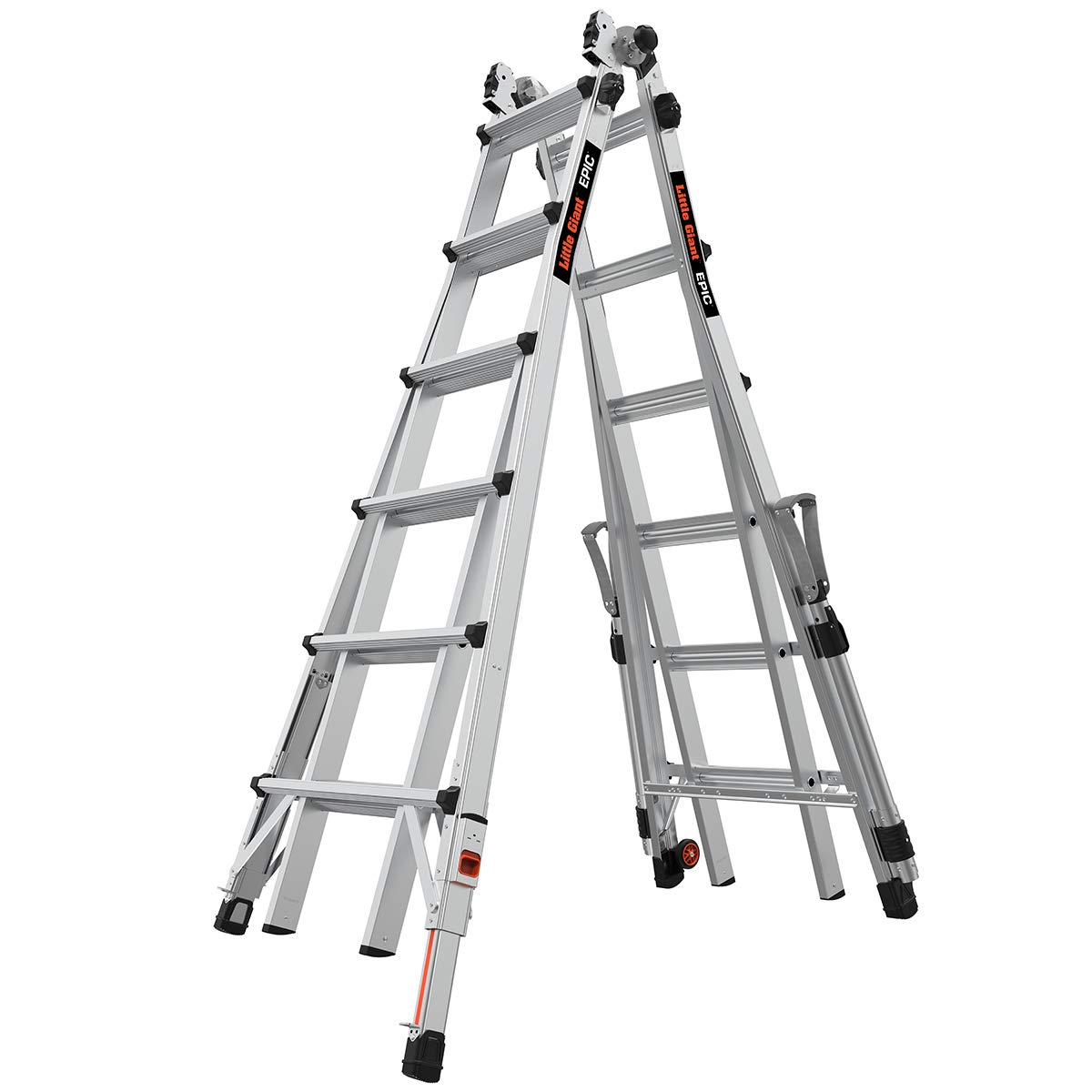 Little Giant Ladders Epic (M26) 26 ft Aluminum Multi-Position Ladder + Work Platform Ladder Accessory