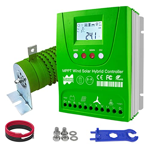Mars Rock 2000W 12V 24V 48V 0~1000W Wind 0~1000W Solar MPPT Wind Solar Hybrid Controller Pioneer Version Charge Lithium & Lead Acid Gel Battery (12/24V Auto)
