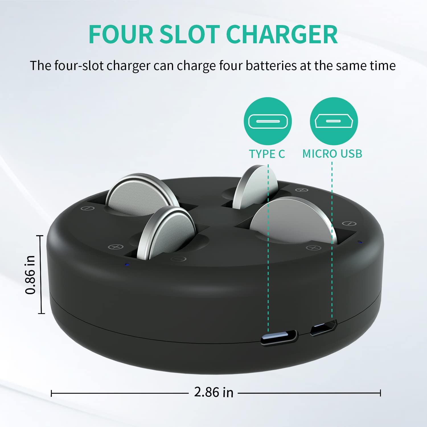 LP 2032 Rechargeable Battery Charger Pack DC 4.2V 50mA Fast Charging with 4PCS 3.7V 80mAh High Capacity Compatible with LIR2032 2025 2016 2430 2440 2450 2466 2477 1620 1632 Lithium Button Batteries