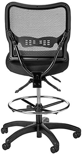 SPACE Seating Deluxe AirGrid Back with Mesh Seat, Adjustable Footring, Dual Function Control and Nylon Base Drafting Chair, Black