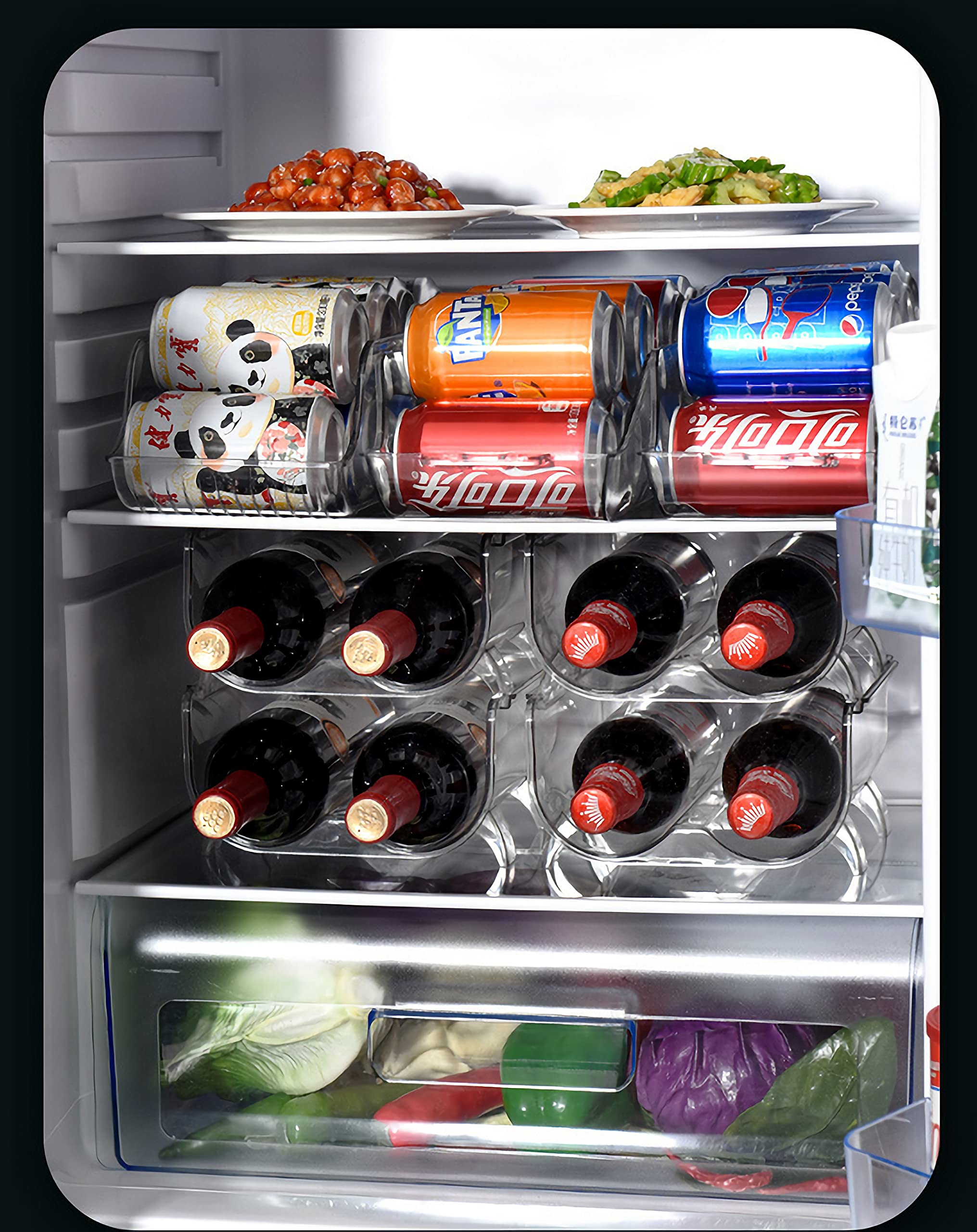 KNC Stackable Vertical Free-Standing Water Bottle Holder - Wine Rack Storage Organizer for Kitchen Countertops, Pantry, Refrigerator,Ideal Storage for Wine, Soda, Pop and Beer - Clear