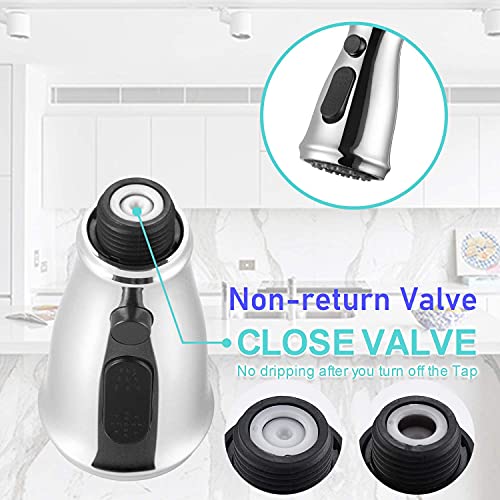 LikeHome Pull Out Spray Head for Pull Down Kitchen Faucet 3 Function Replacement Part for Pull Down Sink in Chrome Finish